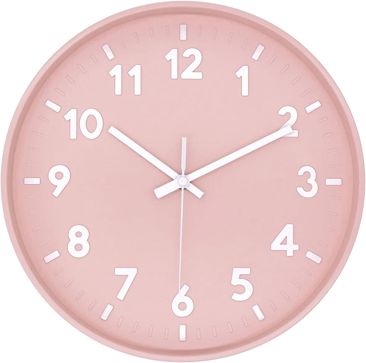 12 Inch 3D Number Modern ,Round Bright Colorful Dial,Non Ticking Silent ...