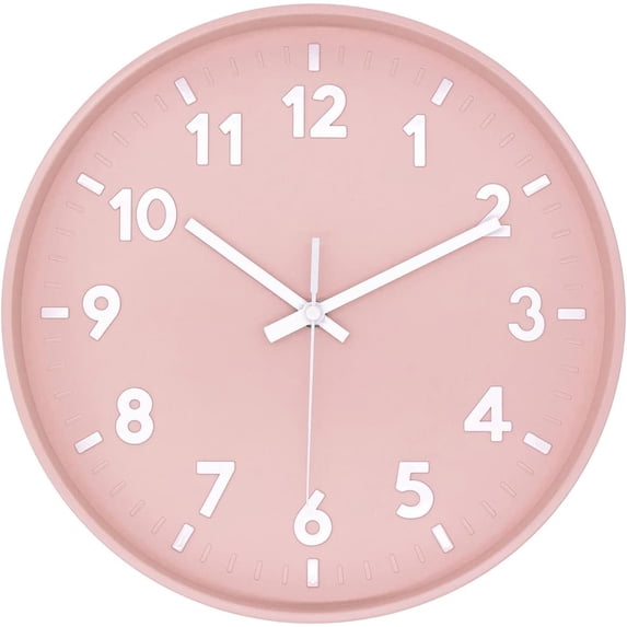 12 Inch 3D Number Modern ,Round Bright Colorful Dial,Non Ticking Silent ...