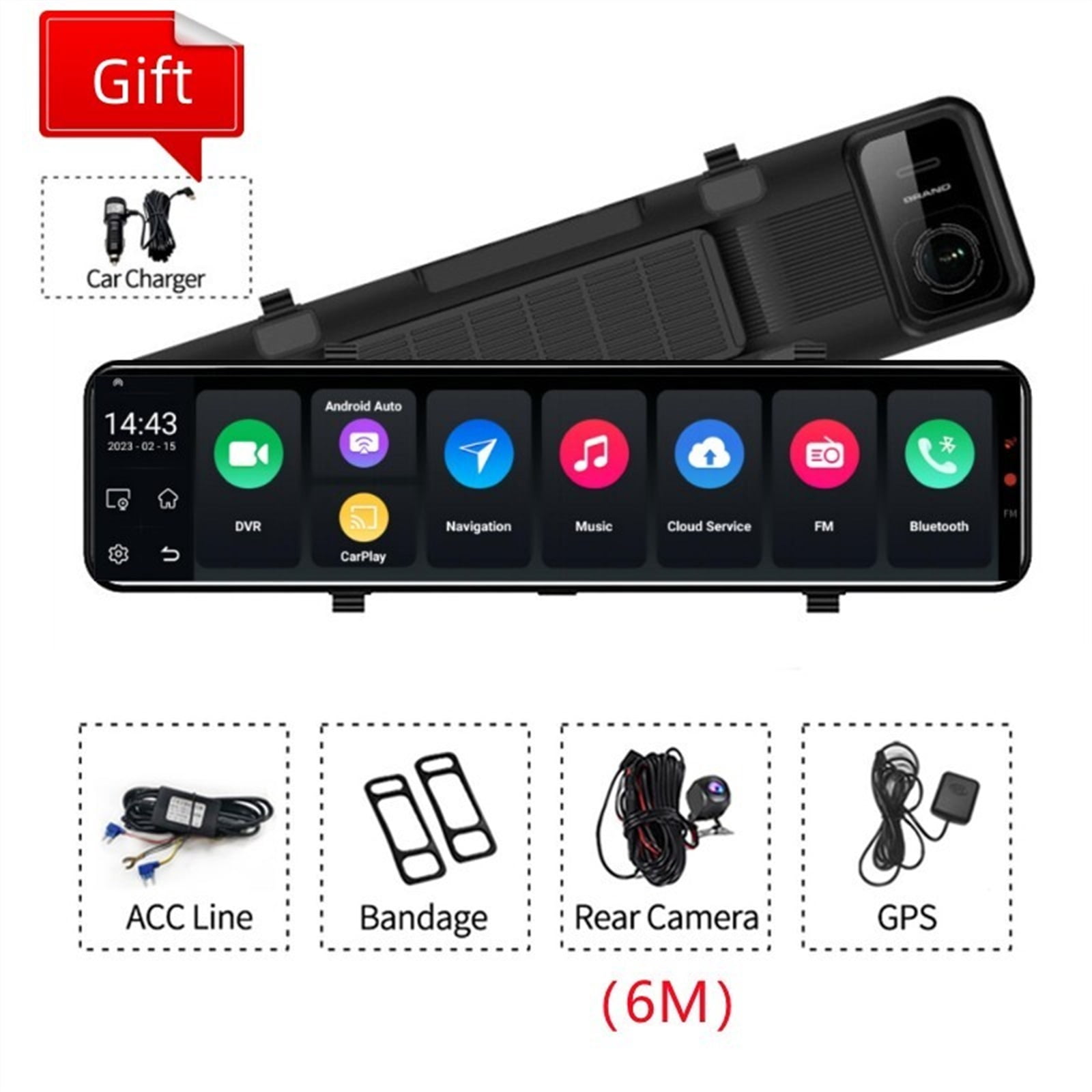 12 Inch 4G Dash Cam Car Rearview Mirror ADAS FHD Auto Recorder GPS Navigation Dash Camera Rear ...