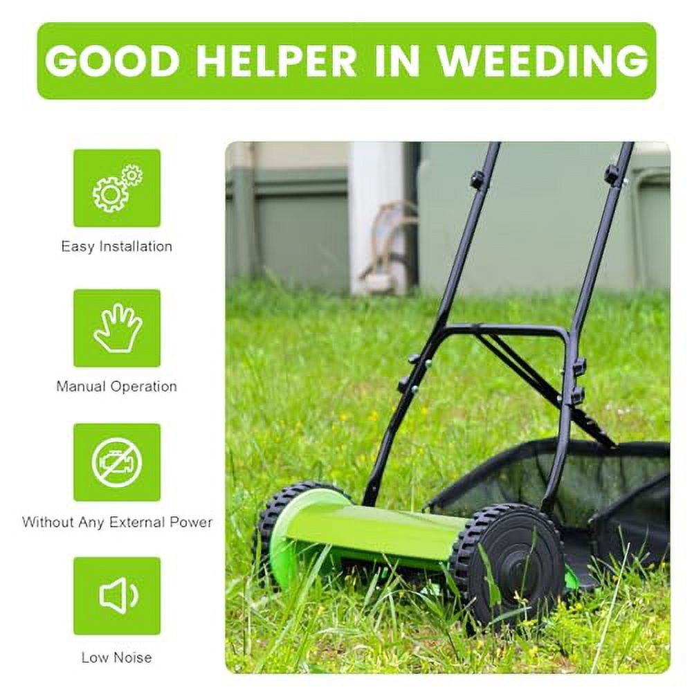 12-Inch 5- Manual Push Reel Lawn Mower with 23L Collection Bag ...
