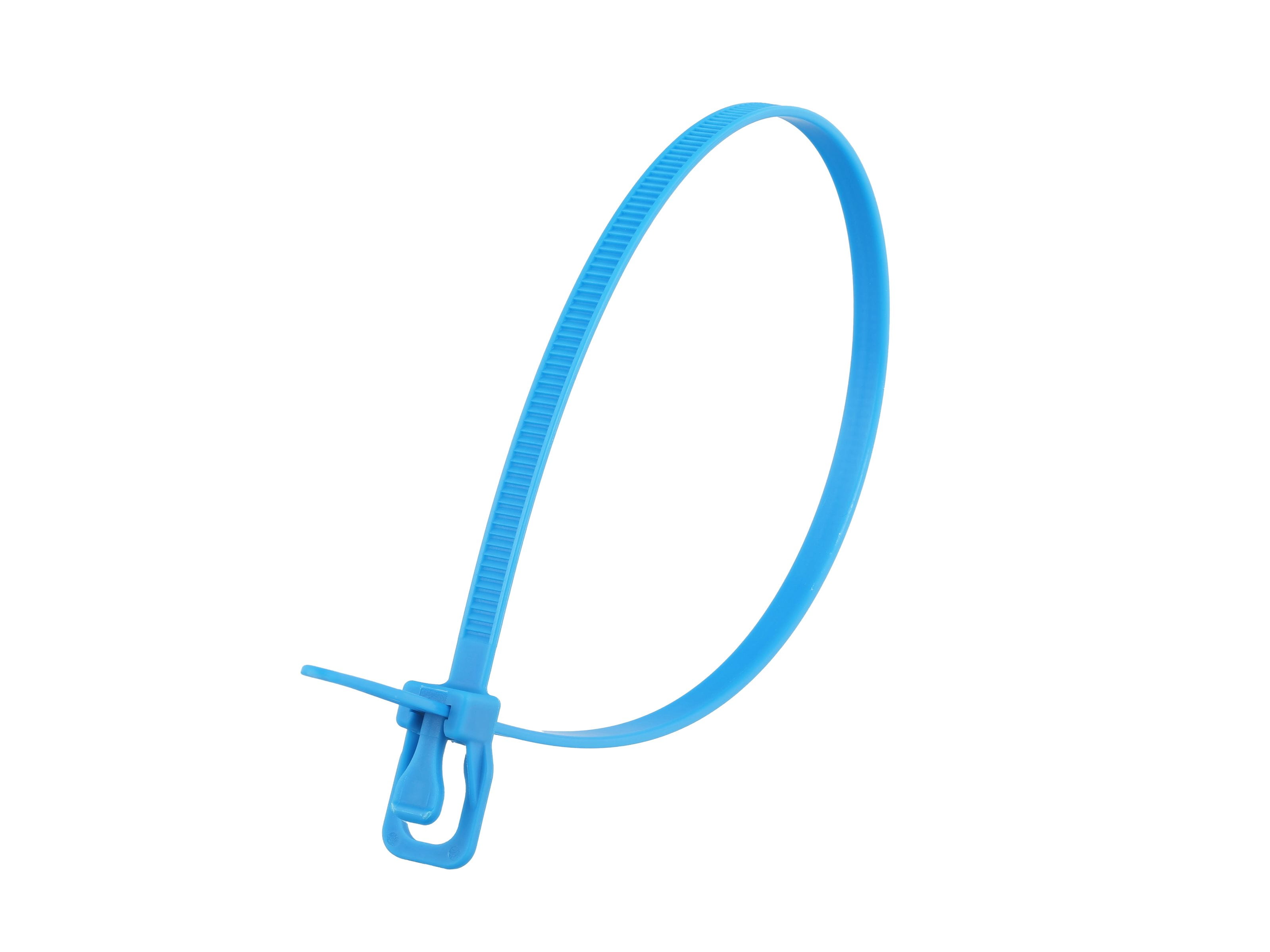 12 Inch 50 Lbs Fluorescent Blue Releasable/Reusable Cable Tie - 20 Pack ...