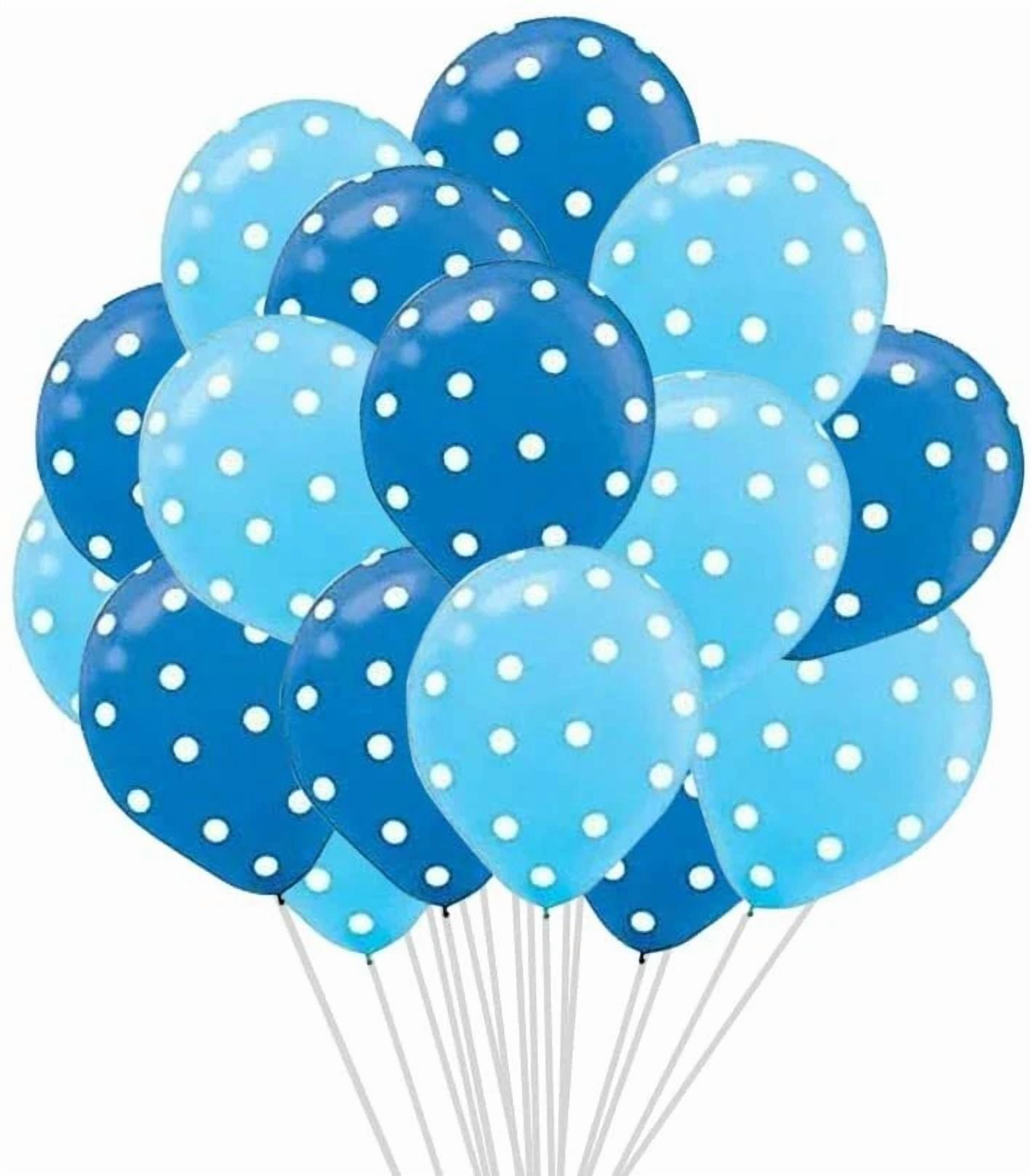 12 Inch 50X Sky Blue Dot Polka Latex Prom Grad Birthday Party Floating ...