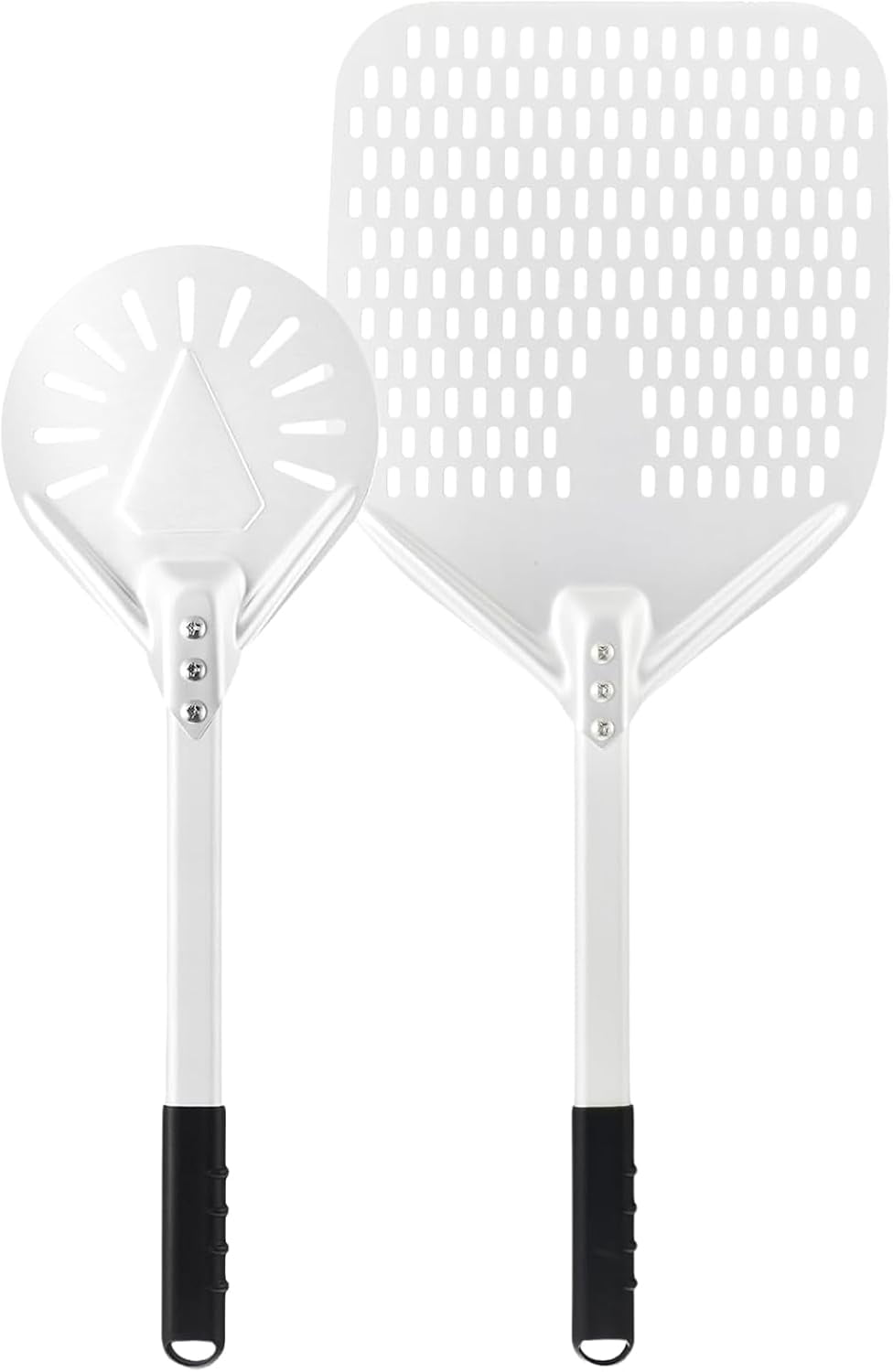 12 Inch + 8 Inch Perforated Pizza Peel Set, Pizza Turning Peel with ...
