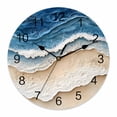 12 Inch Abstract Wave Wall Clock, Texture Blue Beige Gradient Brach ...