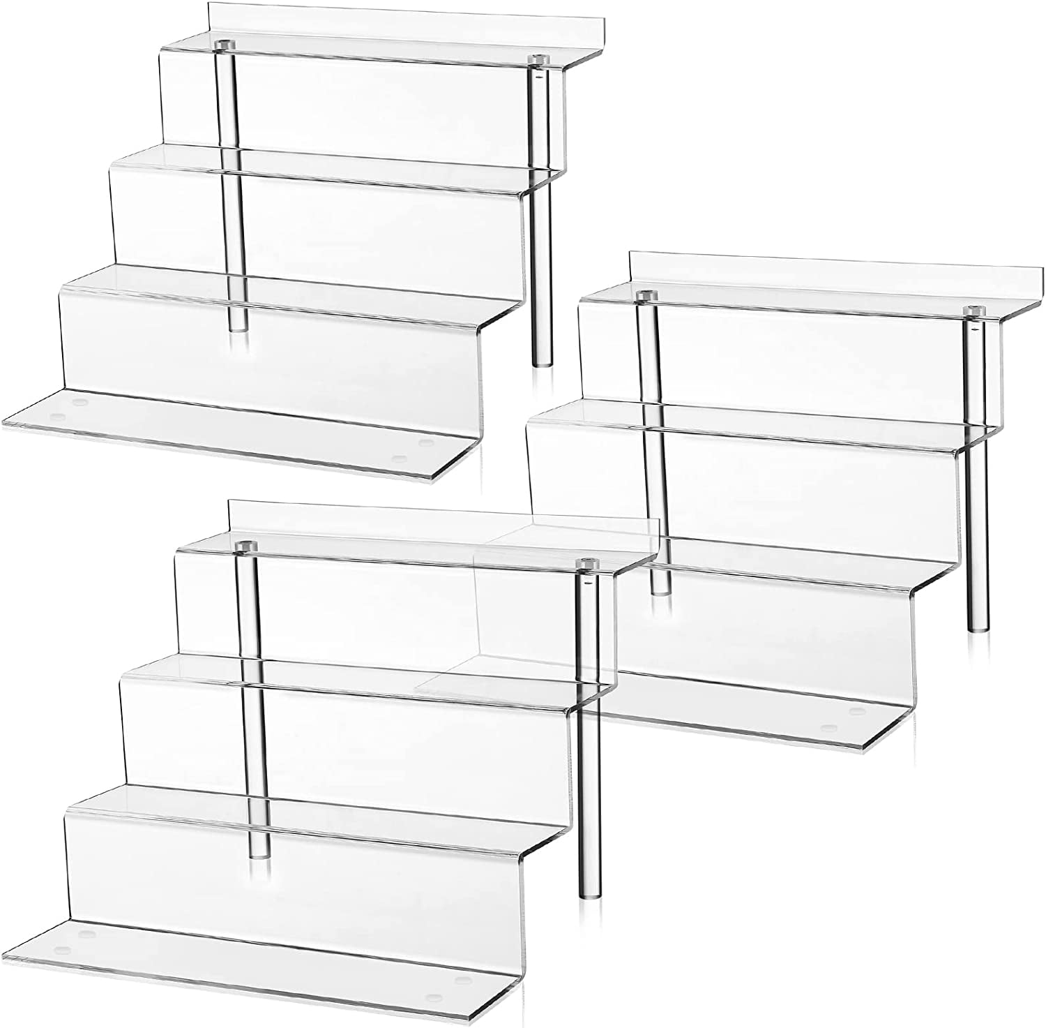 12 Inch Acrylic Shelf in 3 Pack, 4 Tier Perfume and Cologne Organizer ...