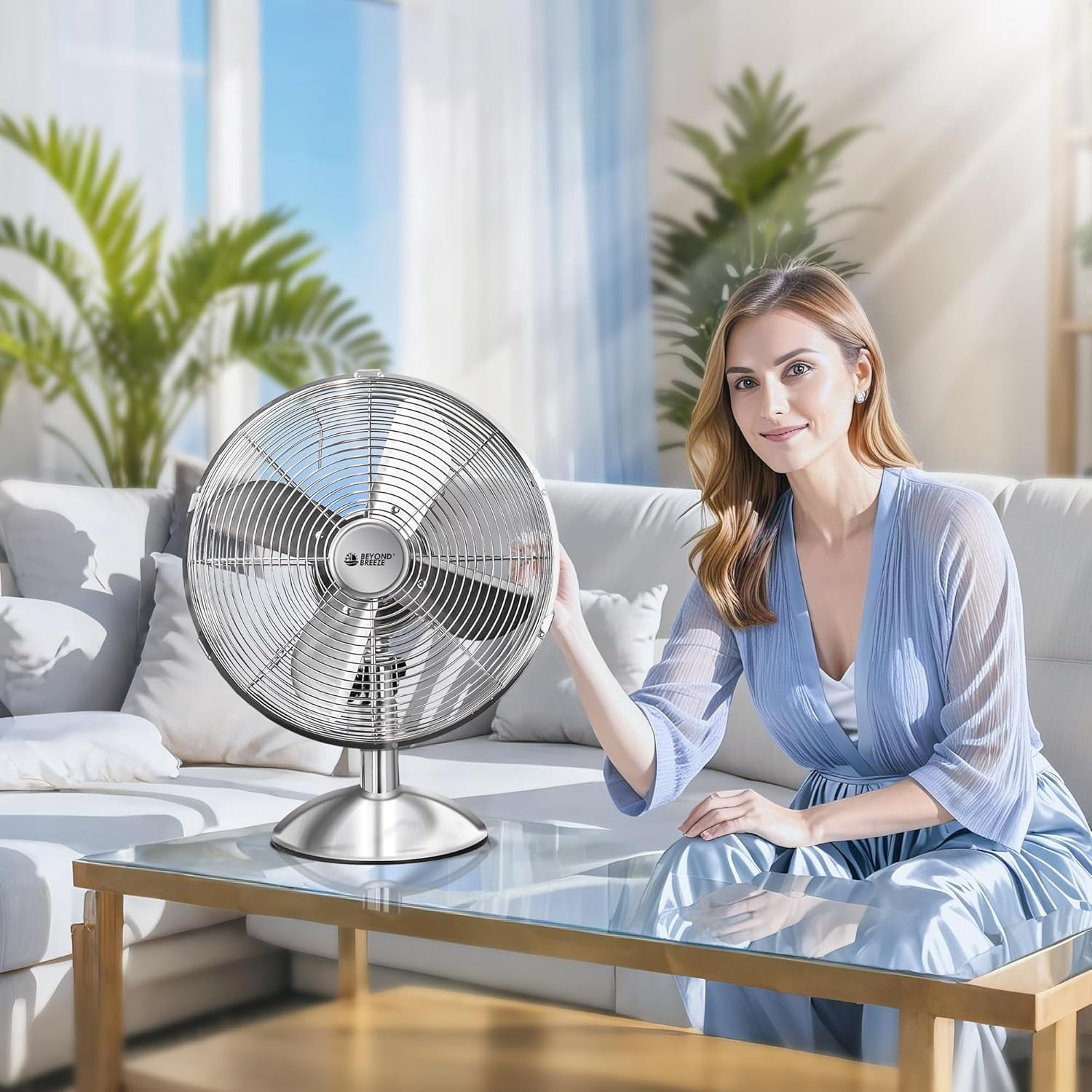 12 Inch All Metal Retro Oscillating Table Fan, Desk Fan with 3-Speed ...