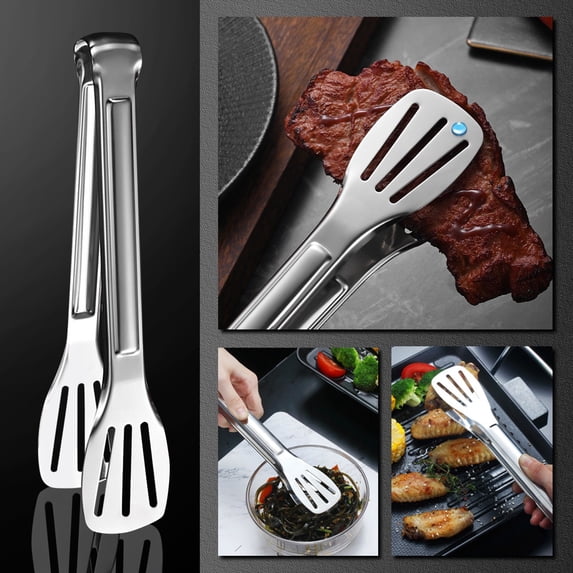 12 Inch BBQ Tongs Stainless Steel Food Serving Clamp Heat Resistant ...