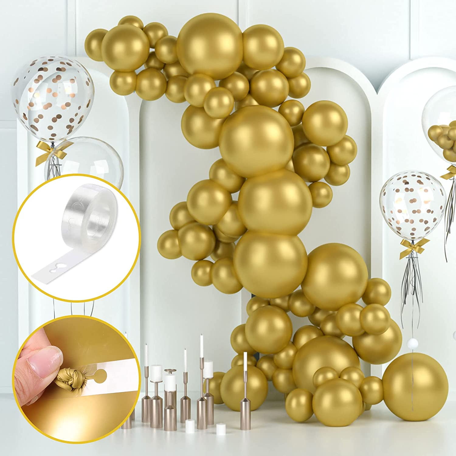 IDAOAN 12 Inch Golden Party Latex Balloons Kit - 50Pcs for Events ...