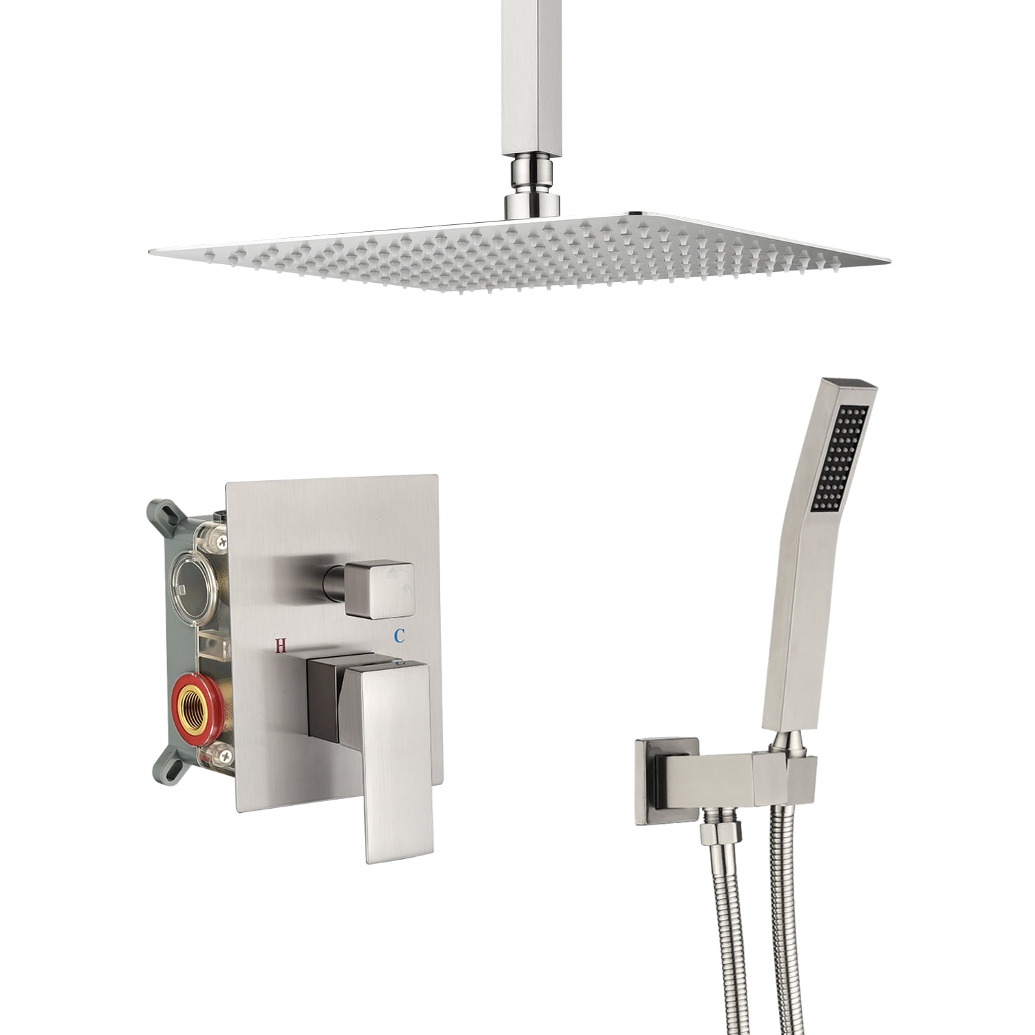 12 Inch Bathroom Luxury Rain Mixer Complete Combo Set Ceiling-Mounted ...