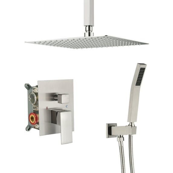 12 Inch Bathroom Luxury Rain Mixer Complete Combo Set Ceiling-Mounted ...