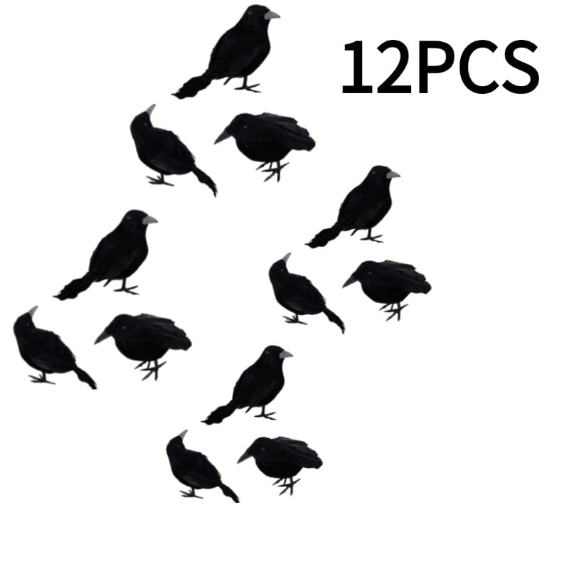 12-Inch Black Crows for Halloween: Realistic Artificial Birds, Perfect ...