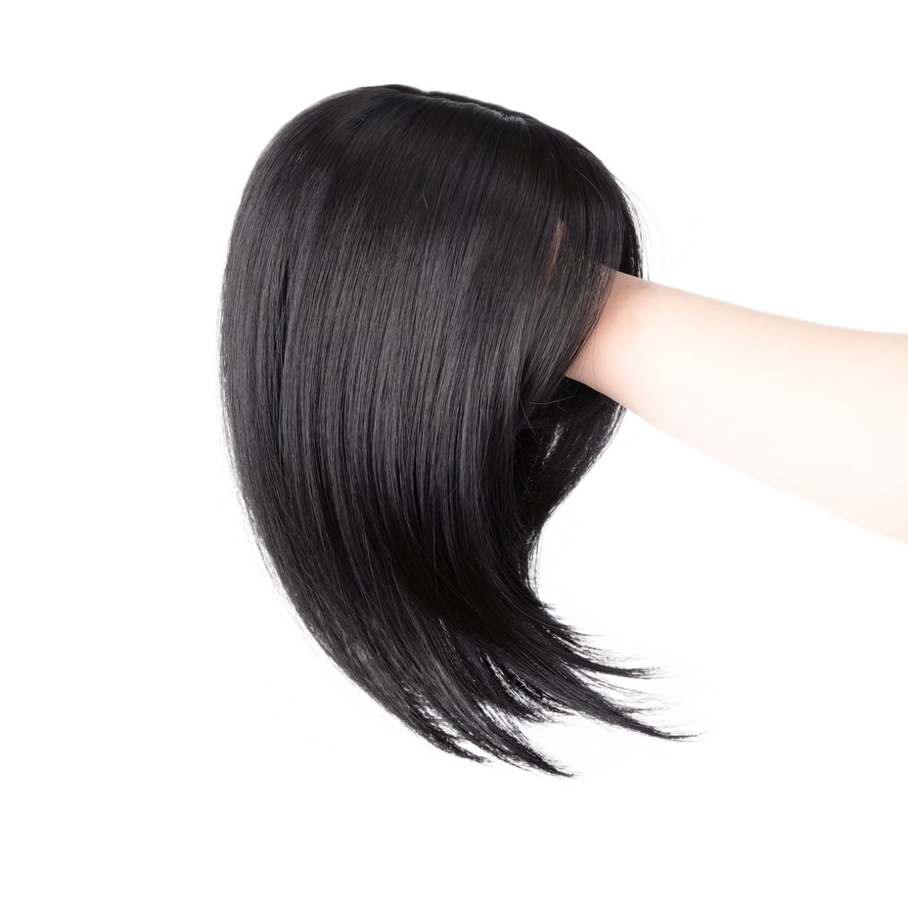 12-Inch Black Hair Straightening Piece for Women - Synthetic Clip-In ...