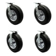 12 Inch Black Pneumatic Wheel Caster Set 2 Swivel 2 Rigid Service ...