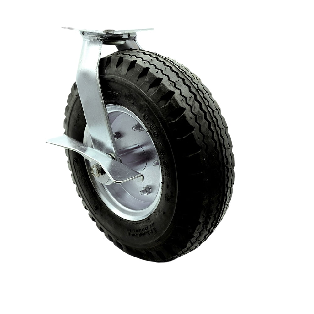 12 Inch Black Pneumatic Wheel Swivel Caster with Brake and Bolt Swivel ...