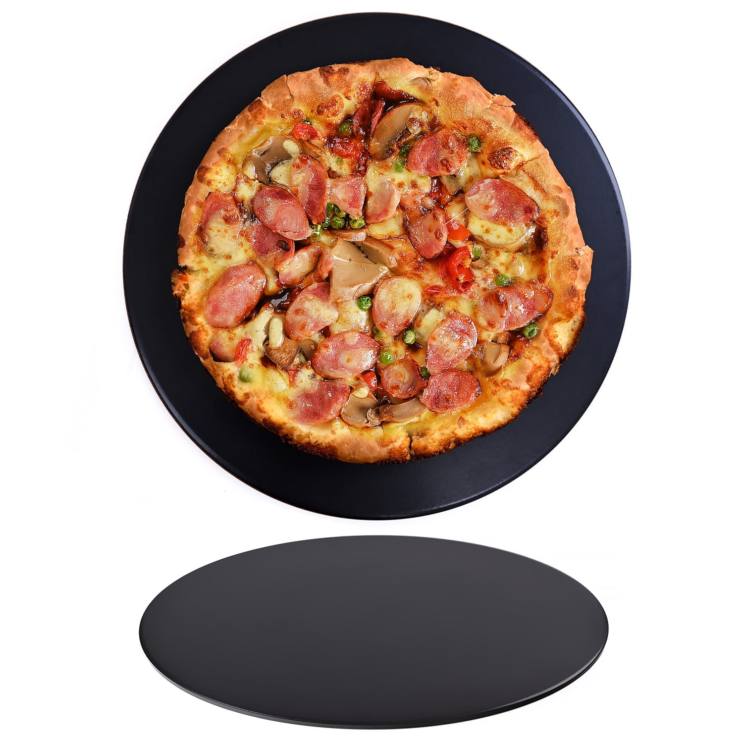 Menesia 12 Inch Black Round Pizza Stone, Non-stick Baking Stone for ...