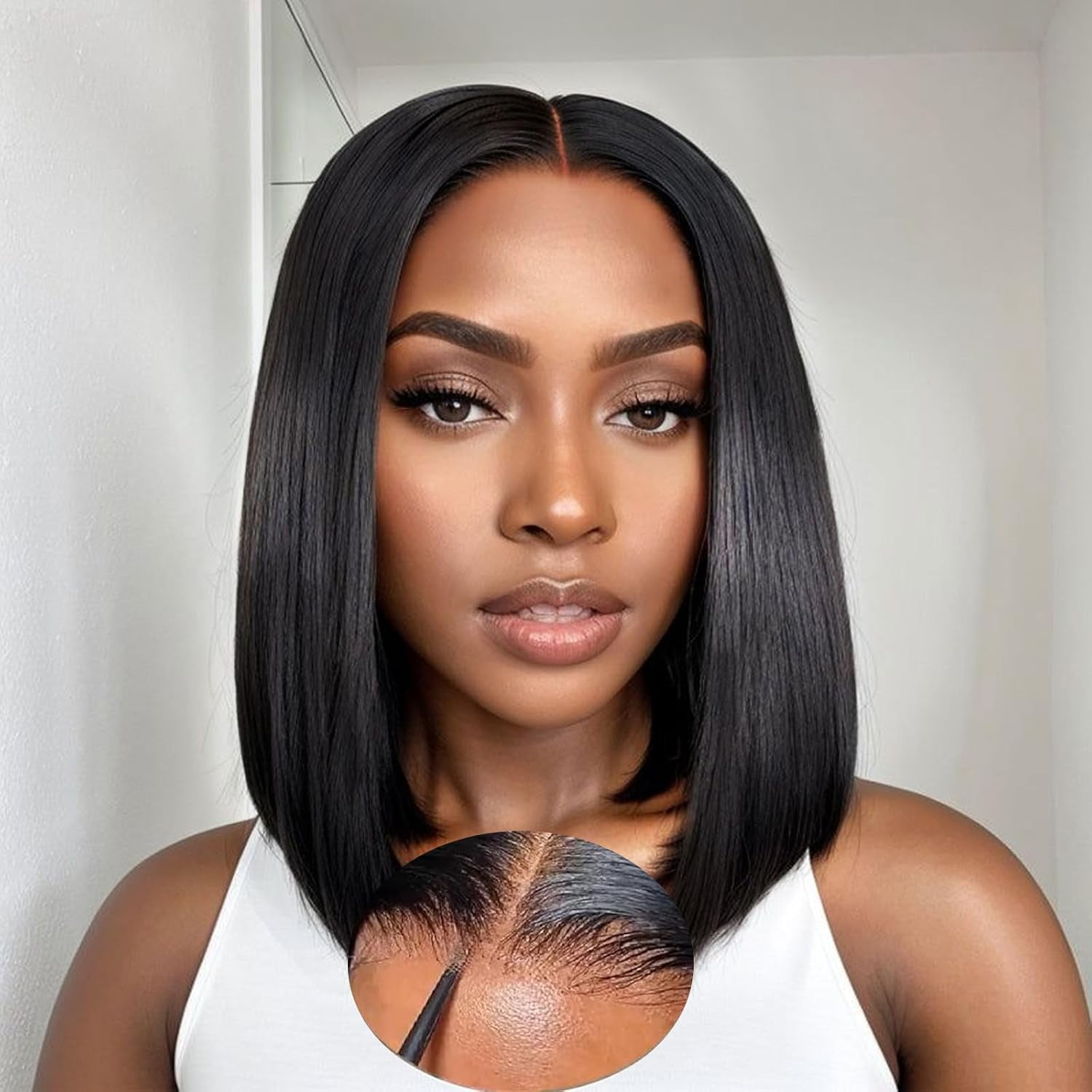 12 Inch Bob Wig Human Hair Straight T Part Lace Front Wig Wear and Go ...
