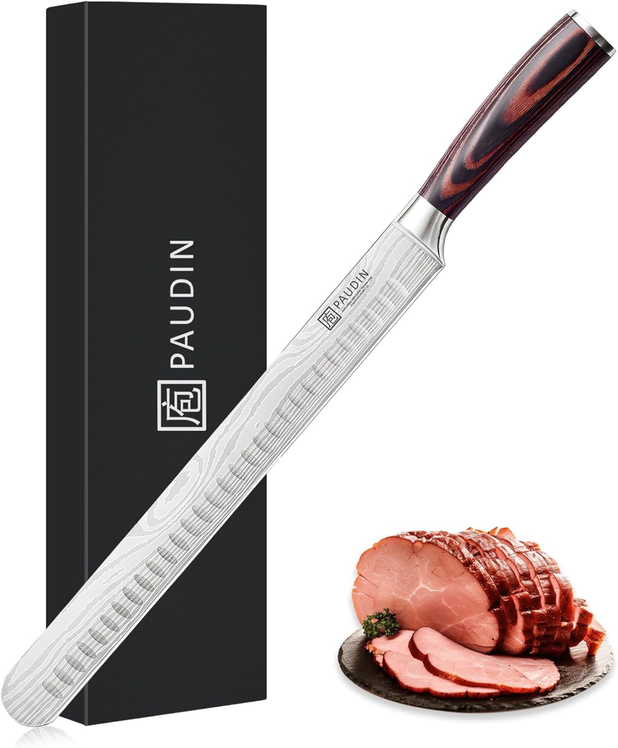 12 Inch Brisket Knife, Stainless Steel Carving Knife with Granton Edge ...