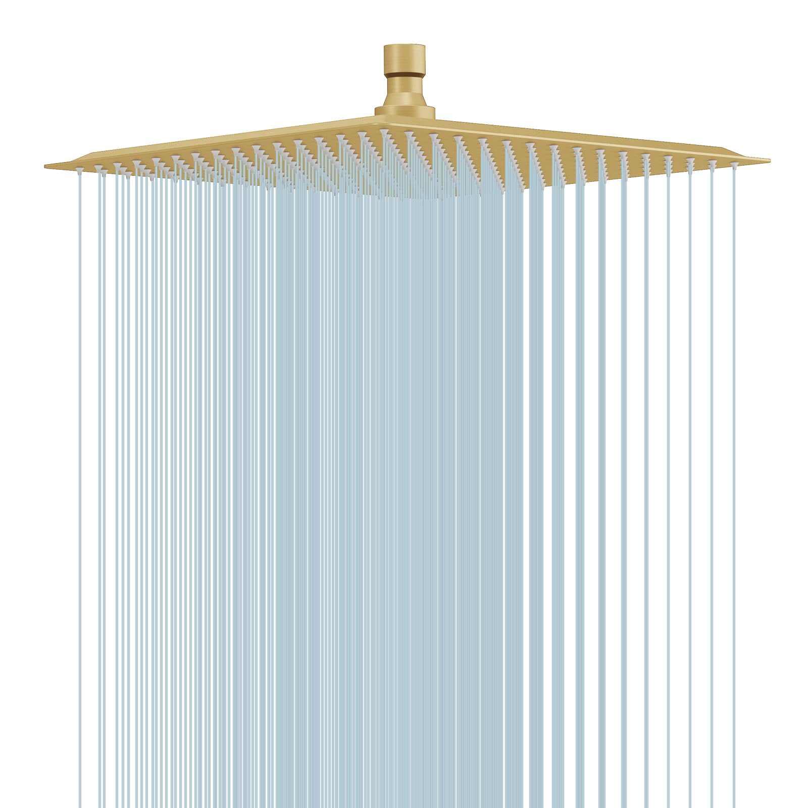 12 Inch Brushed Gold Square Rainfall Showerhead, High Stainless Steel ...