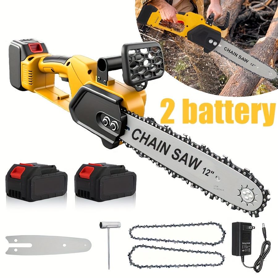 12-Inch Brushless Electric Chainsaw, Handheld Cordless Portable Wood ...