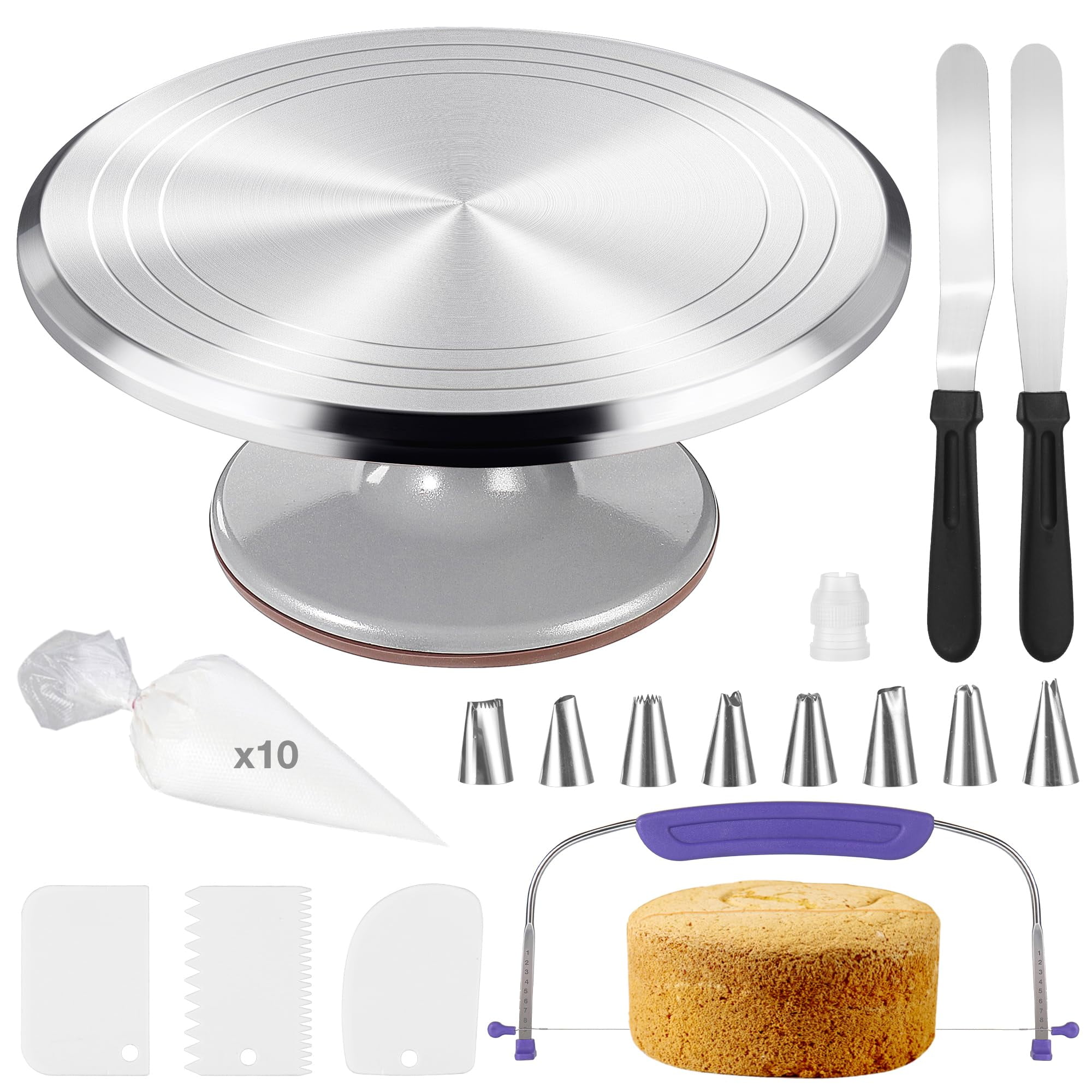 12 Inch Cake Decorating Stand with Aluminum,Cake Decorating Kit ...