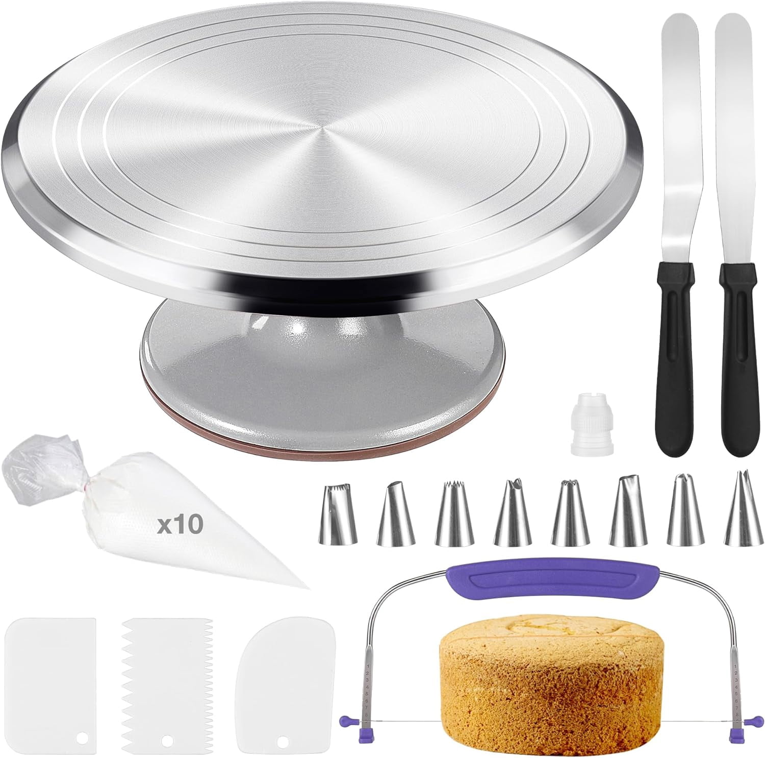 12 Inch Cake Turntable Decorating Stand with Aluminum,Cake Turntable ...