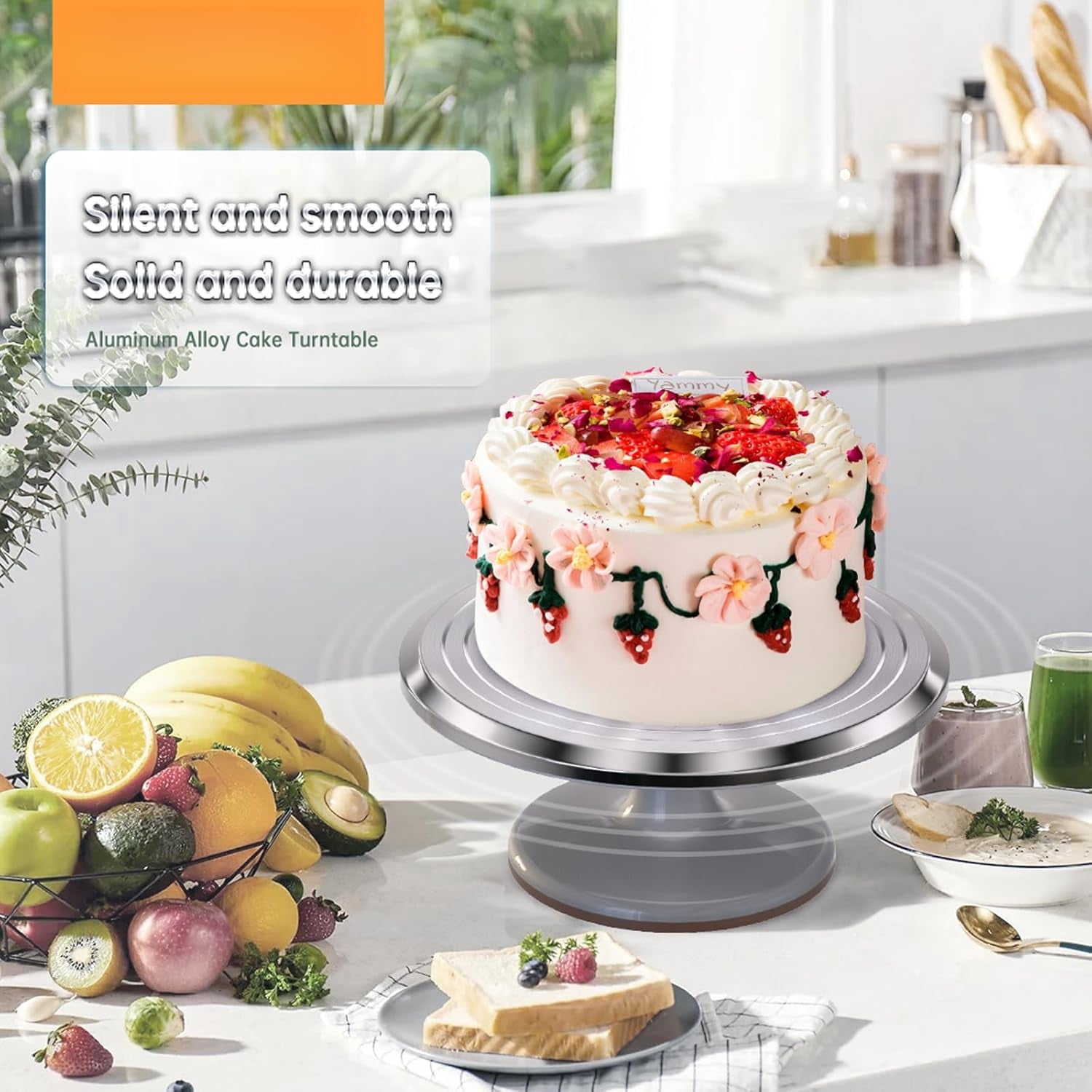 12 Inch Cake Turntable Decorating Stand with Aluminum, Rotating Cake ...