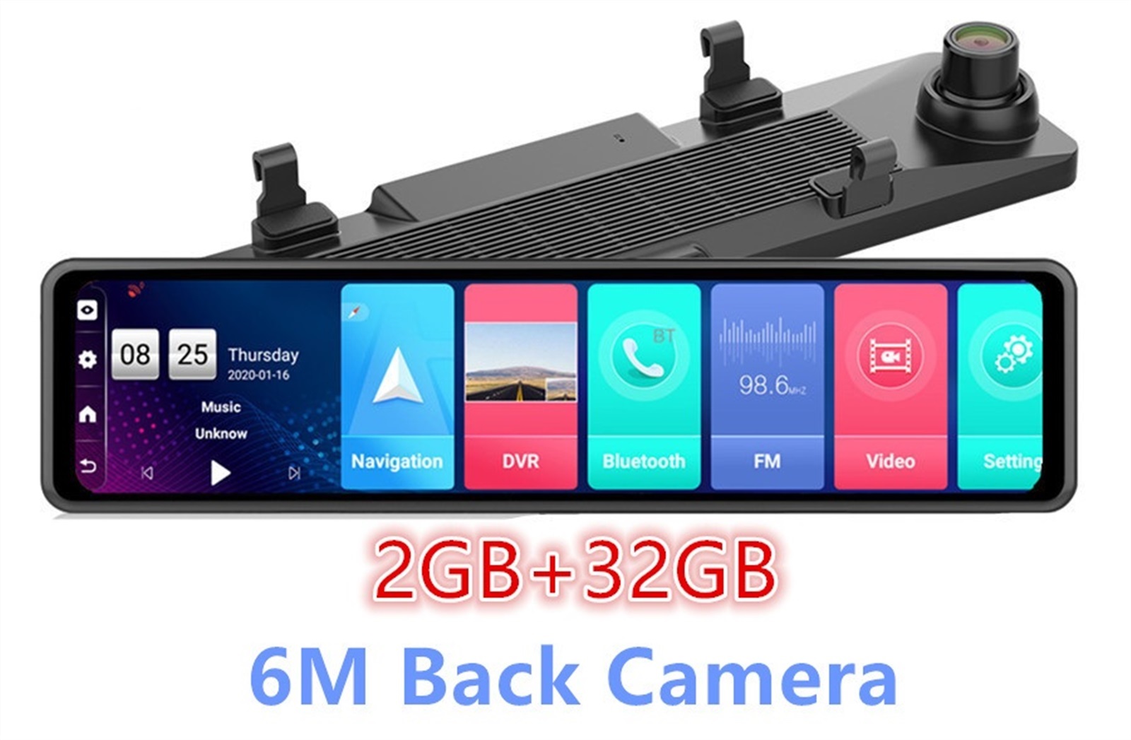 12 Inch Car Mirror 8.1 Dvr Dash Camera 1080P Dual Camera GPS Navigation ...