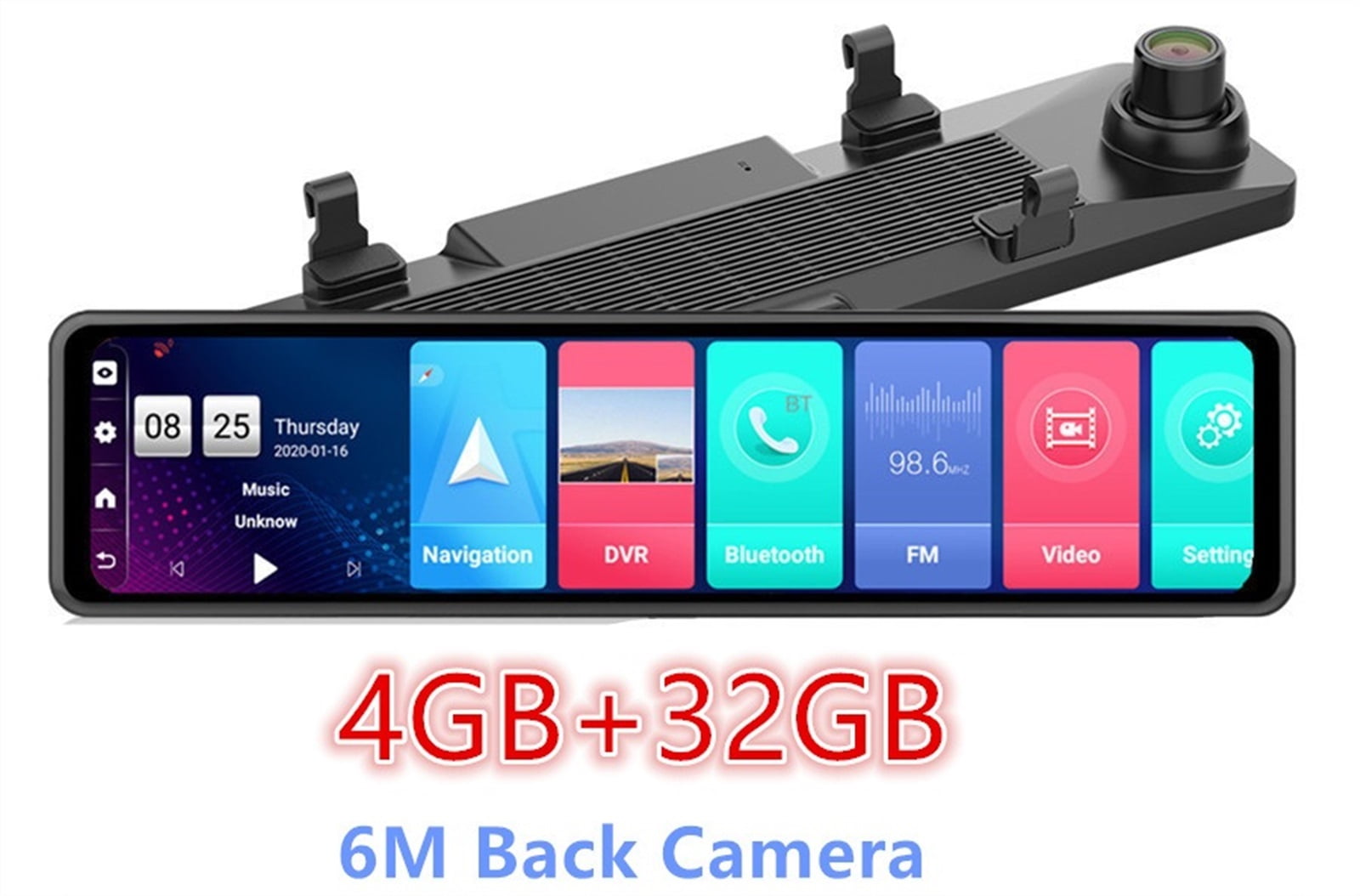 12 Inch Car Mirror 8.1 Dvr Dash Camera 1080P Dual Camera GPS Navigation ...