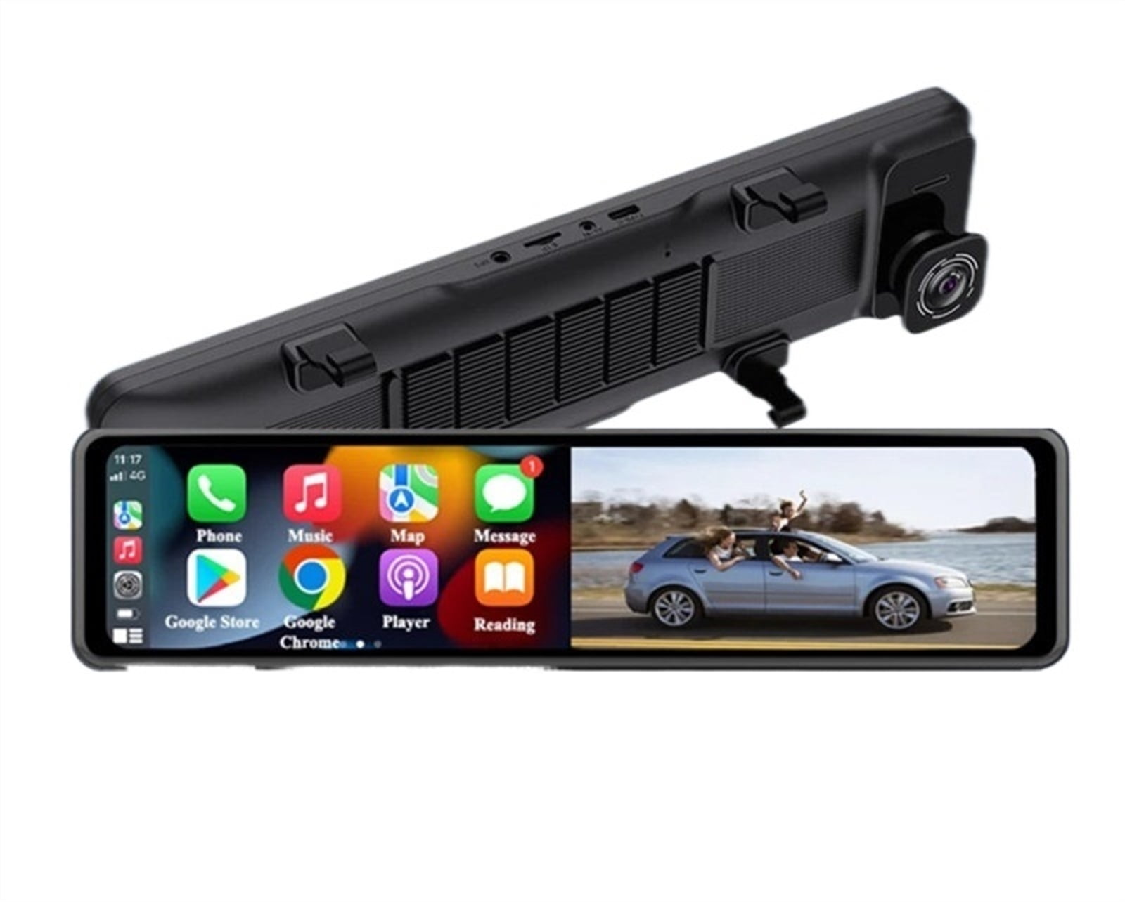 12 Inch Carplay & 4K 3860*2160P Cam Rearview Mirror Car DVR GPS Navigation Video Recorder Dual ...