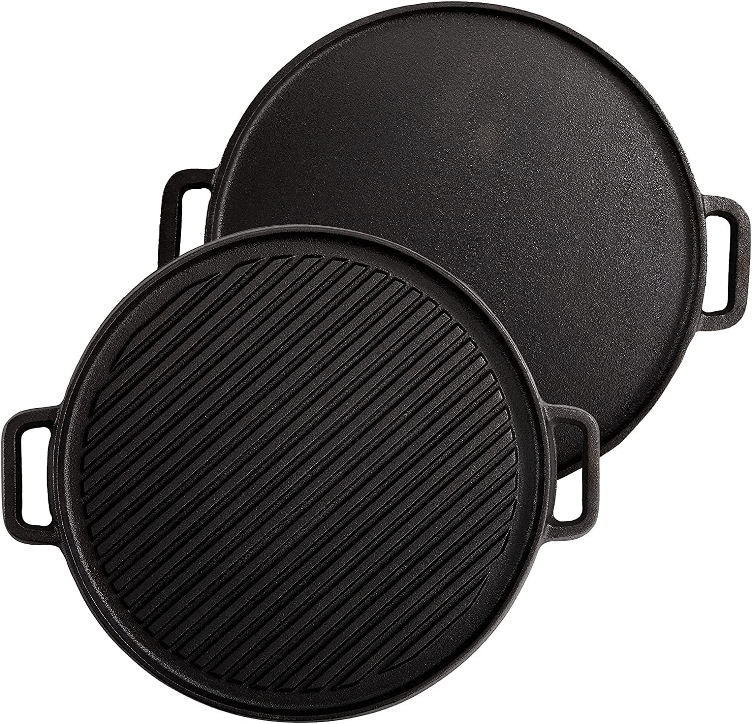 12 Inch Cast Iron Griddles, 2-in-1 Reversible Grill/Griddle with Handle ...