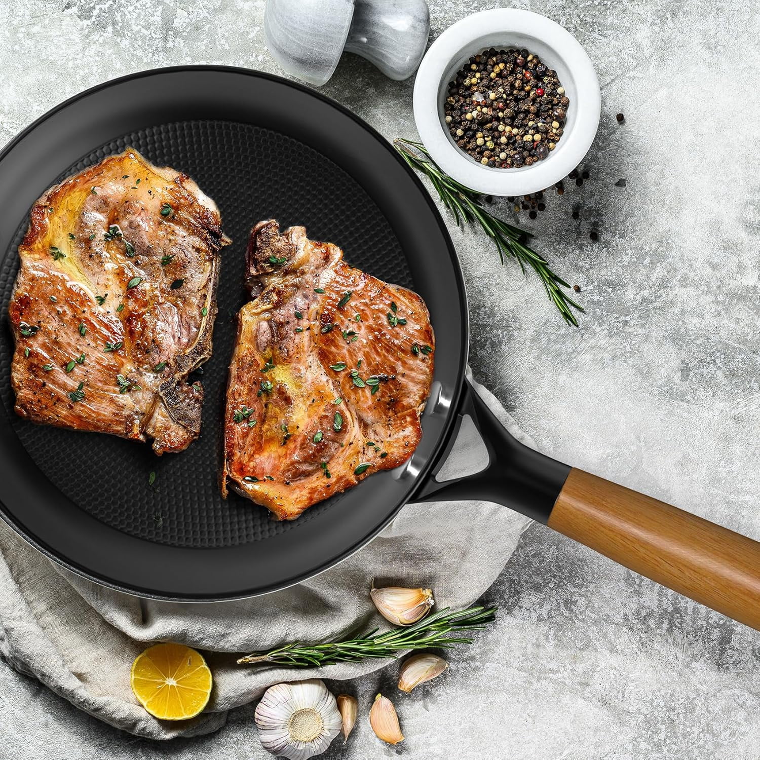 12 Inch Cast Iron Skillet Nonstick Frying Pan with Removable Handle ...
