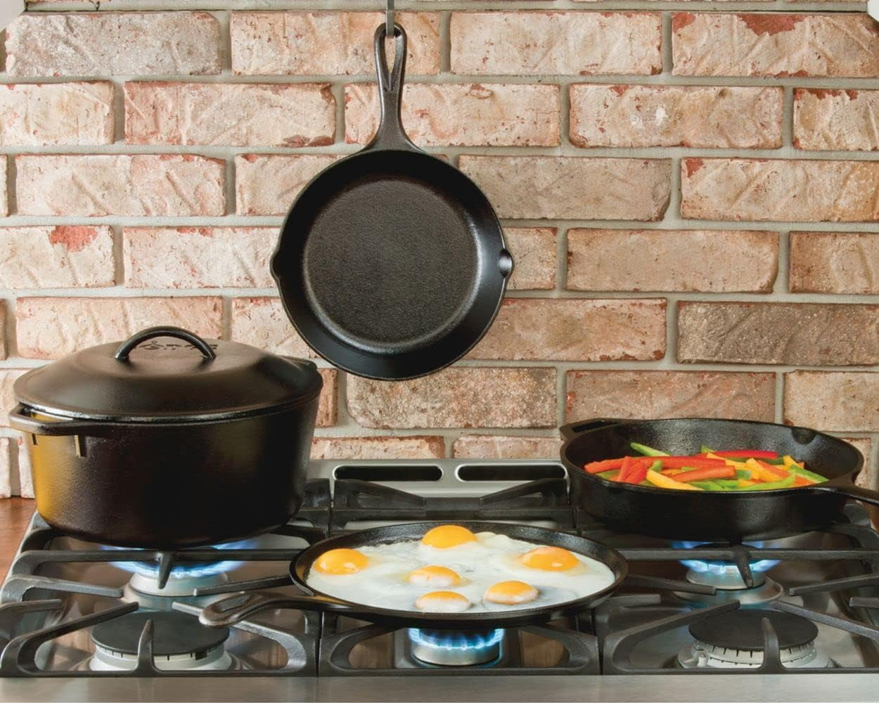12-Inch Cast Iron Skillet with Silicone Handle Cover - Oven Safe, Pre ...
