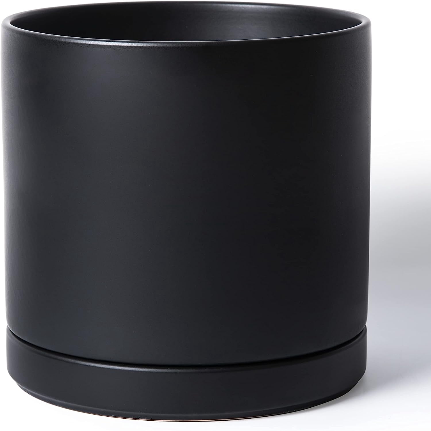 12 Inch Ceramic Planter Pot with Drainage Hole and Saucer, Indoor ...