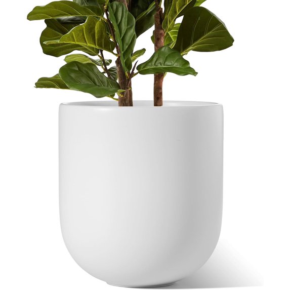 12 Inch Ceramic Planters for Indoor Plants, Large White Plant Pots with ...