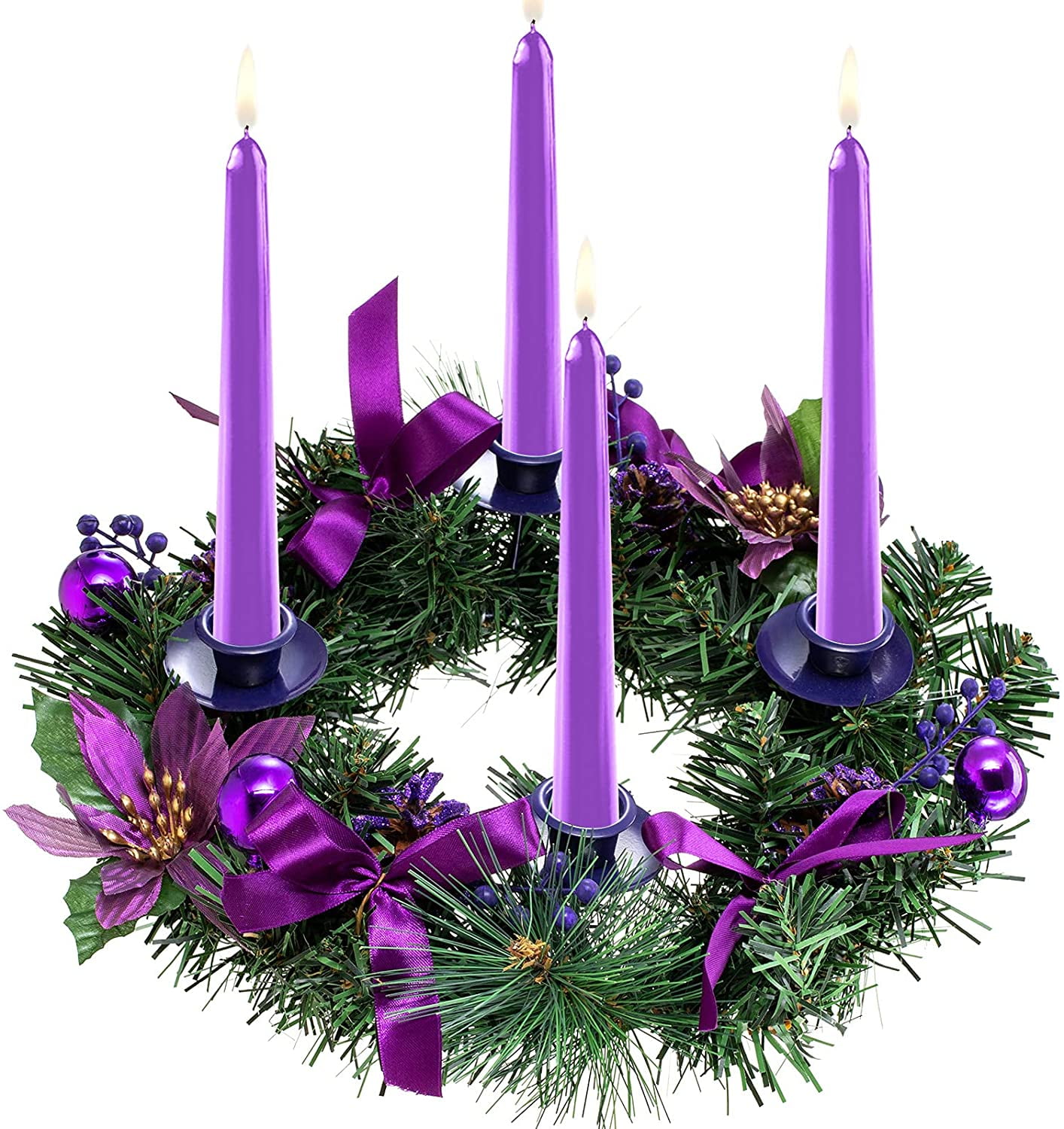 12 Inch Christmas Advent Wreath Decoration 4 Candles Holder Christmas ...