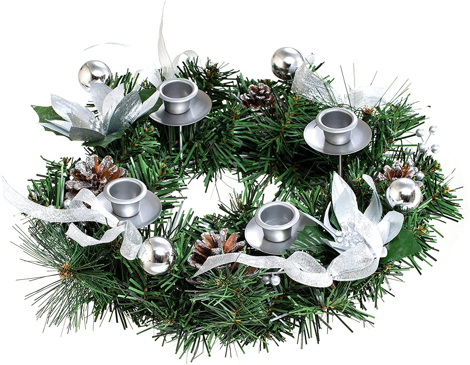 12 Inch Christmas Advent Wreath Decoration 4 Candles Holder Christmas ...
