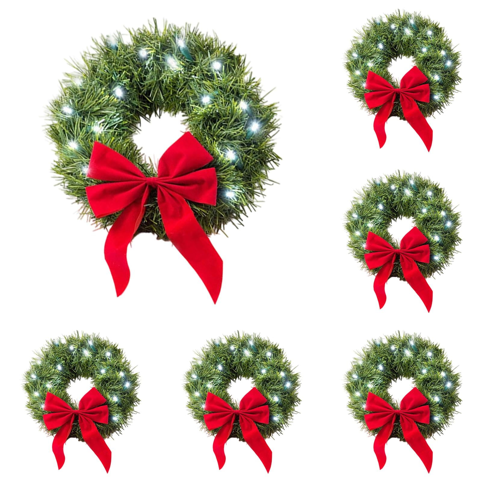12 Inch Christmas Wreaths for Front Door – Battery-Powered Lighted ...