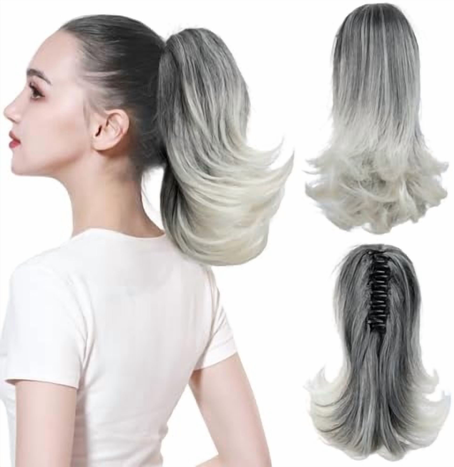 12 Inch Claw Clip in Black Ponytail Extension Synthetic Curly Wavy Faux ...