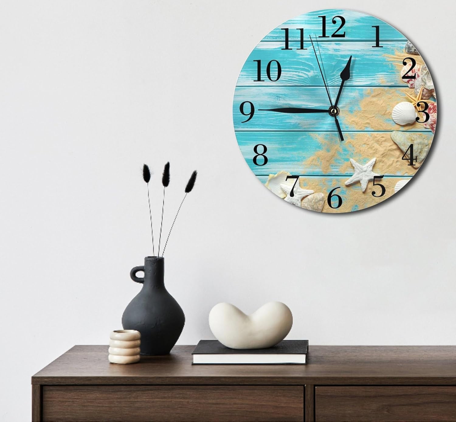 12 Inch Coastal Beach Themed Wall Clock With Seashell And Starfish ...
