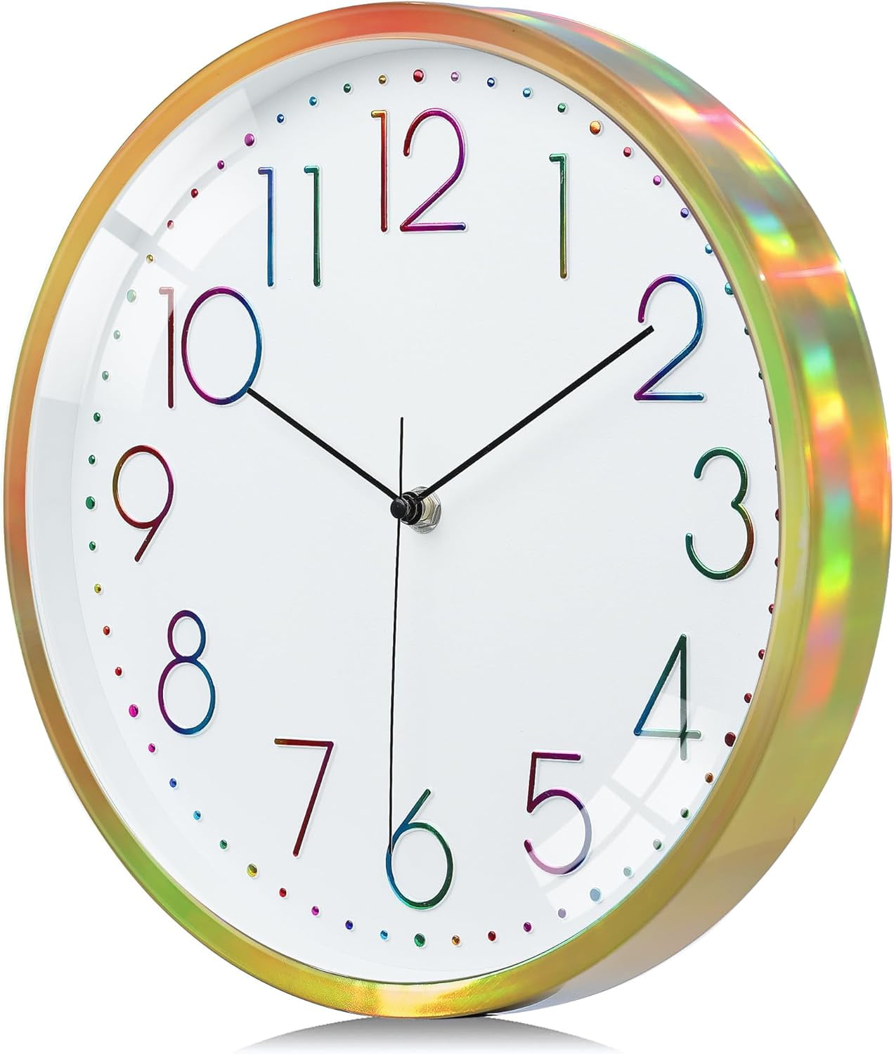 12 Inch Colorful 3D Numbers Dazzling Frame Wall Clock for Living Room ...