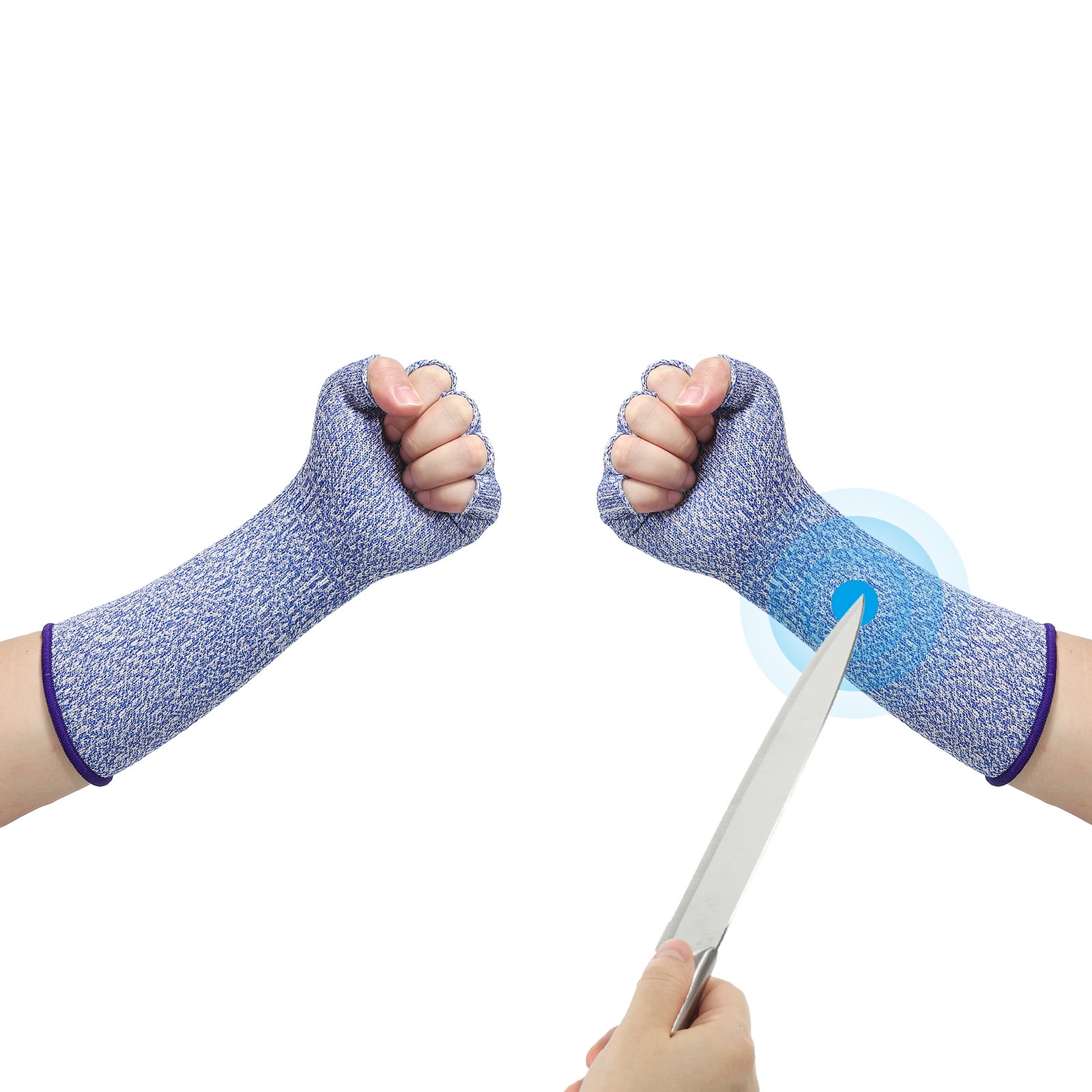12 Inch Cut Resistant Sleeves with Finger Grips Forearm Protective ...