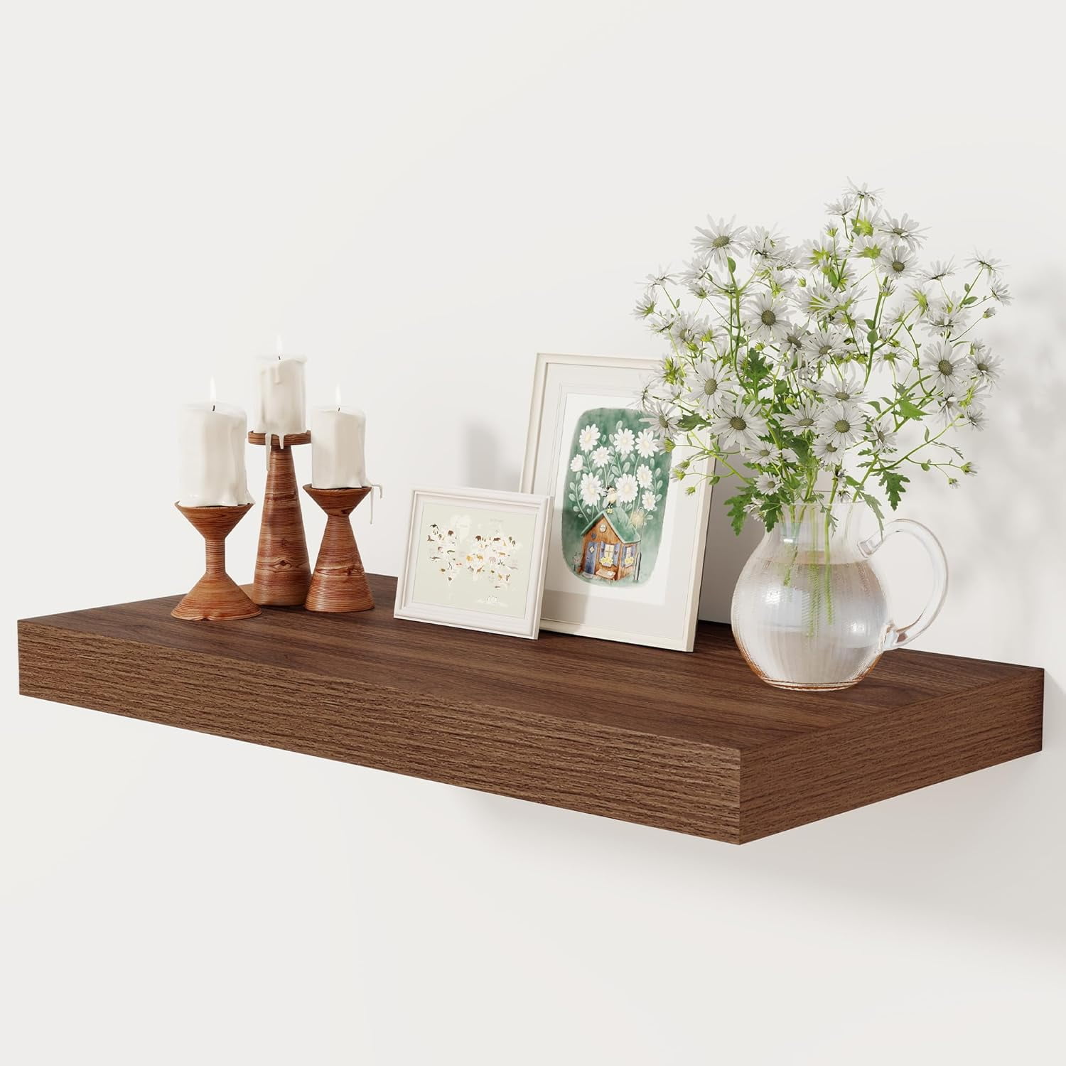 12 Inch Deep Floating Shelves, 24 x 12 Floating Shelf for Books, Rustic ...