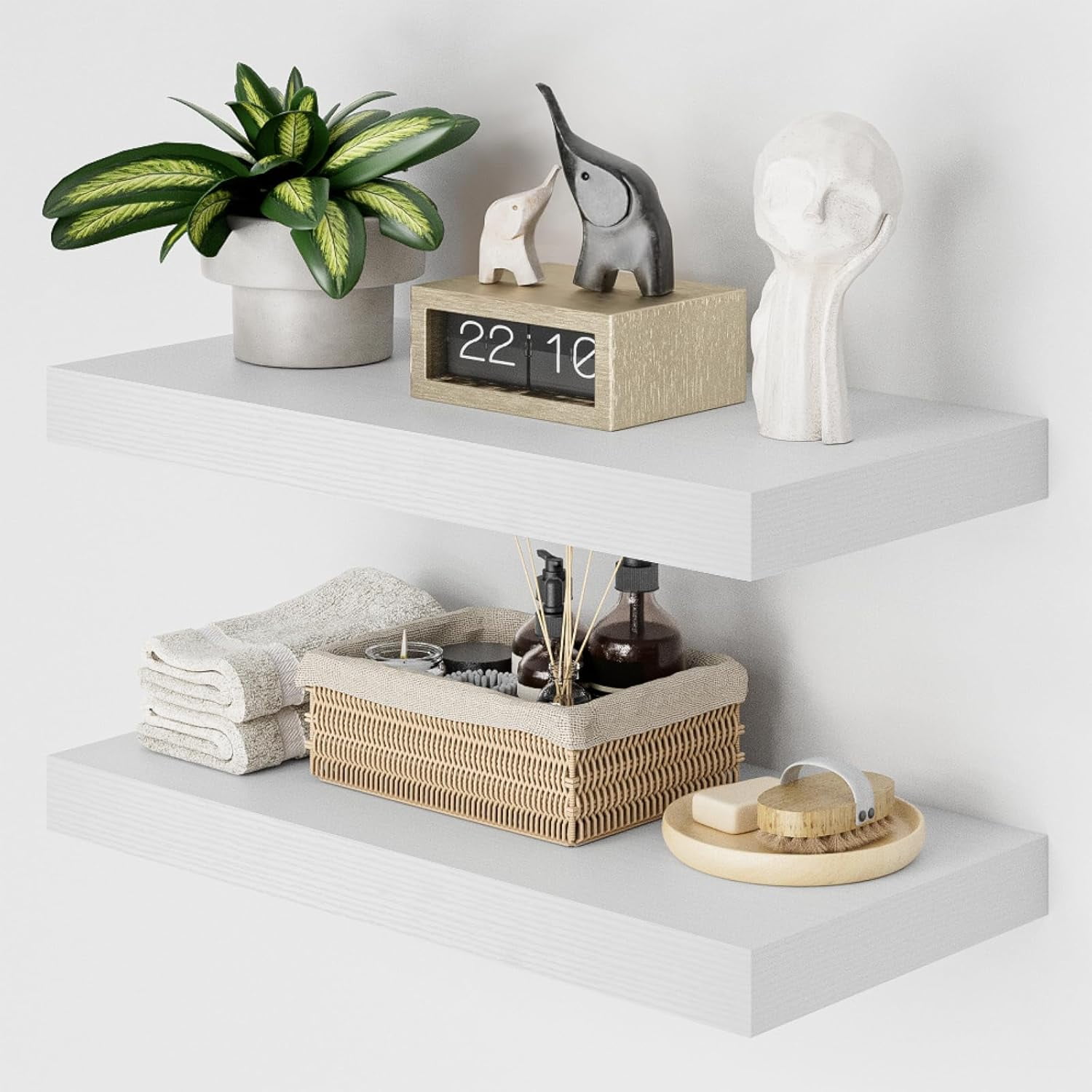 12 Inch Deep Floating Shelves, 24 x 12 inch Wall Mounted Shelves, Large ...