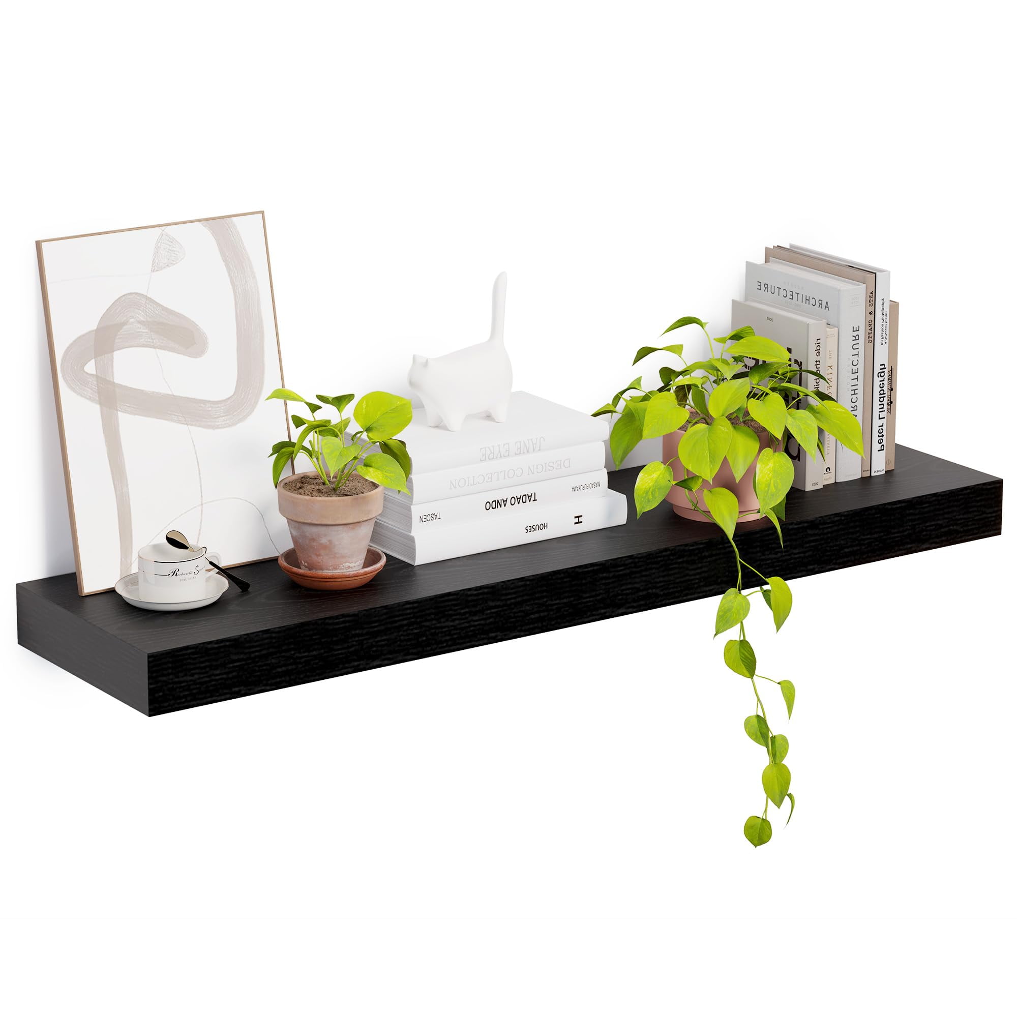 12 Inch Deep Floating Shelves, 48 x 12 inches Long Wall Shelf, Large ...