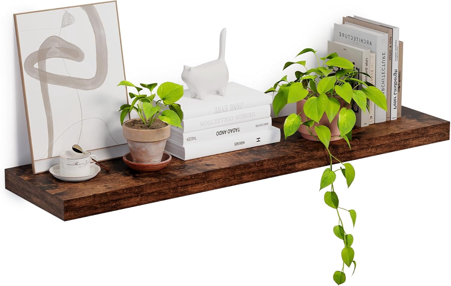 12 Inch Deep Floating Shelves, 48 x 12 inches Long Wall Shelf, Large ...