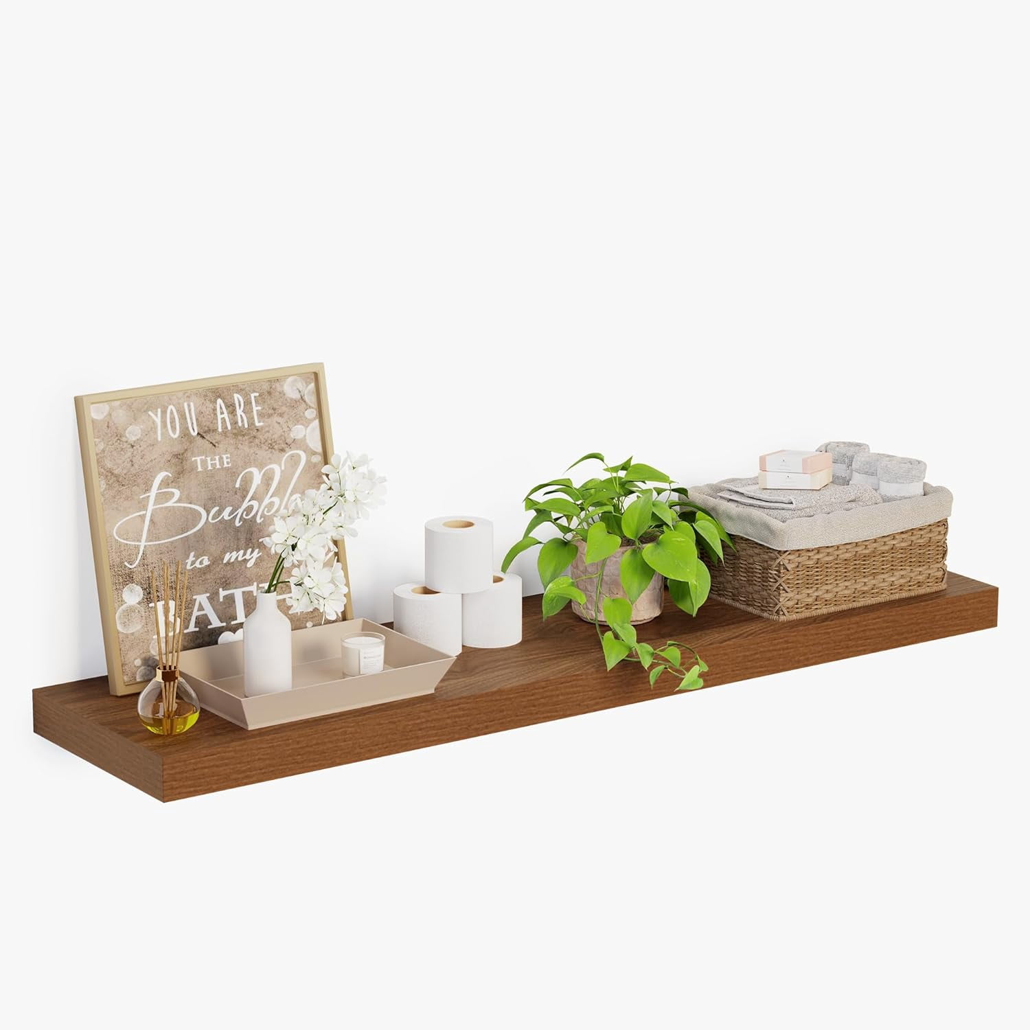 12 Inch Deep Floating Shelves, 55 x 12 inches Long Wall Shelf, Large ...