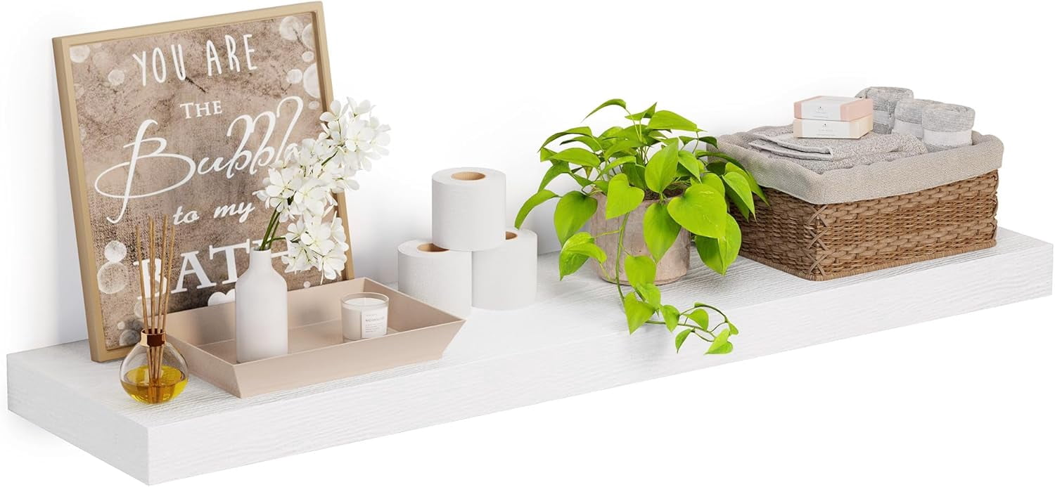 12 Inch Deep Floating Shelves, 55 x 12 inches Long Wall Shelf, Large ...