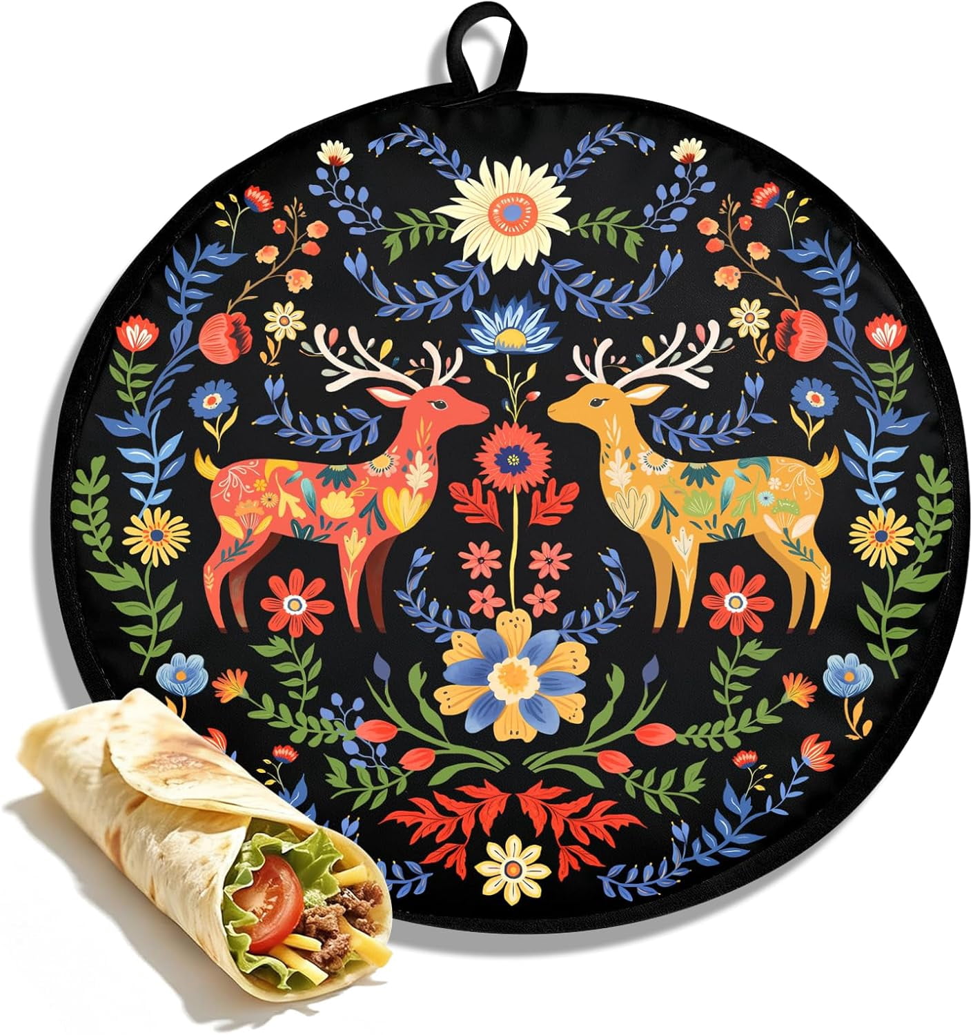 12 Inch Deer Tortilla Warmer Pouch, Microwavable Fabric Bag Keeps Food ...
