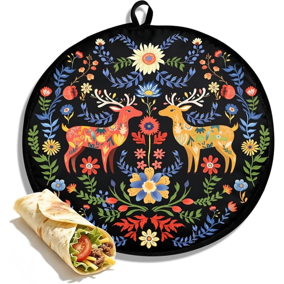 12 Inch Deer Tortilla Warmer Pouch, Microwavable Fabric Bag Keeps Food ...