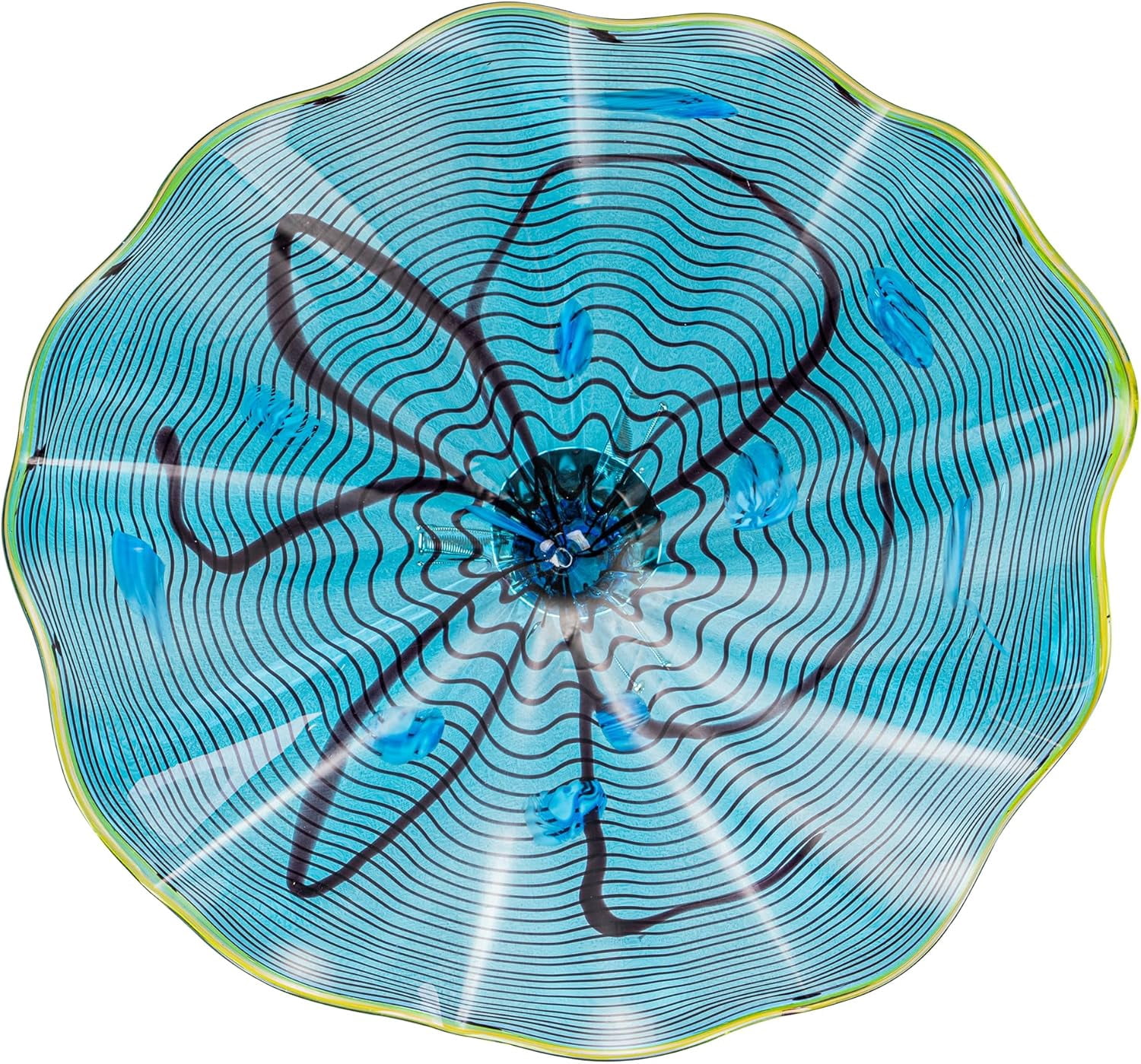12 Inch Diameter Blue Hand Blown Art Glass Wall Decor, Modern Blown ...